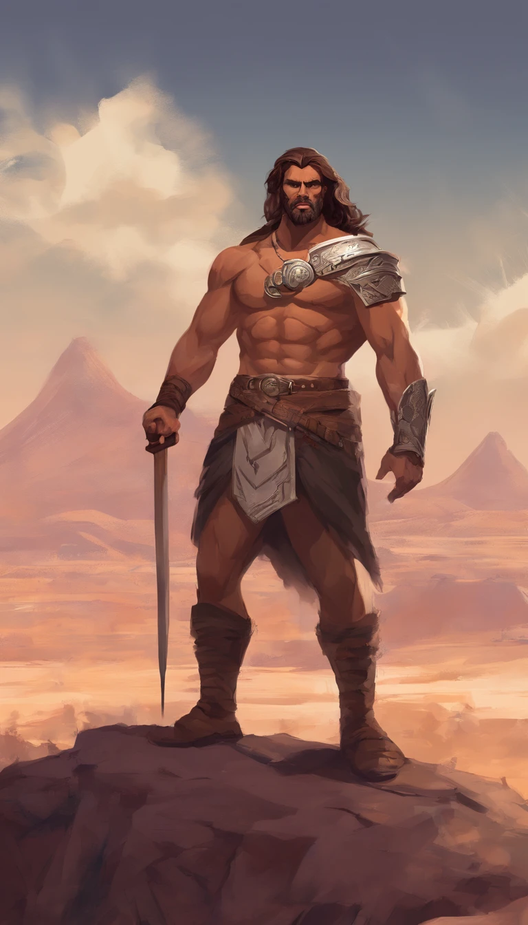 Una ilustración digital pintada a mano de Sansón, Un hombre musculoso ...