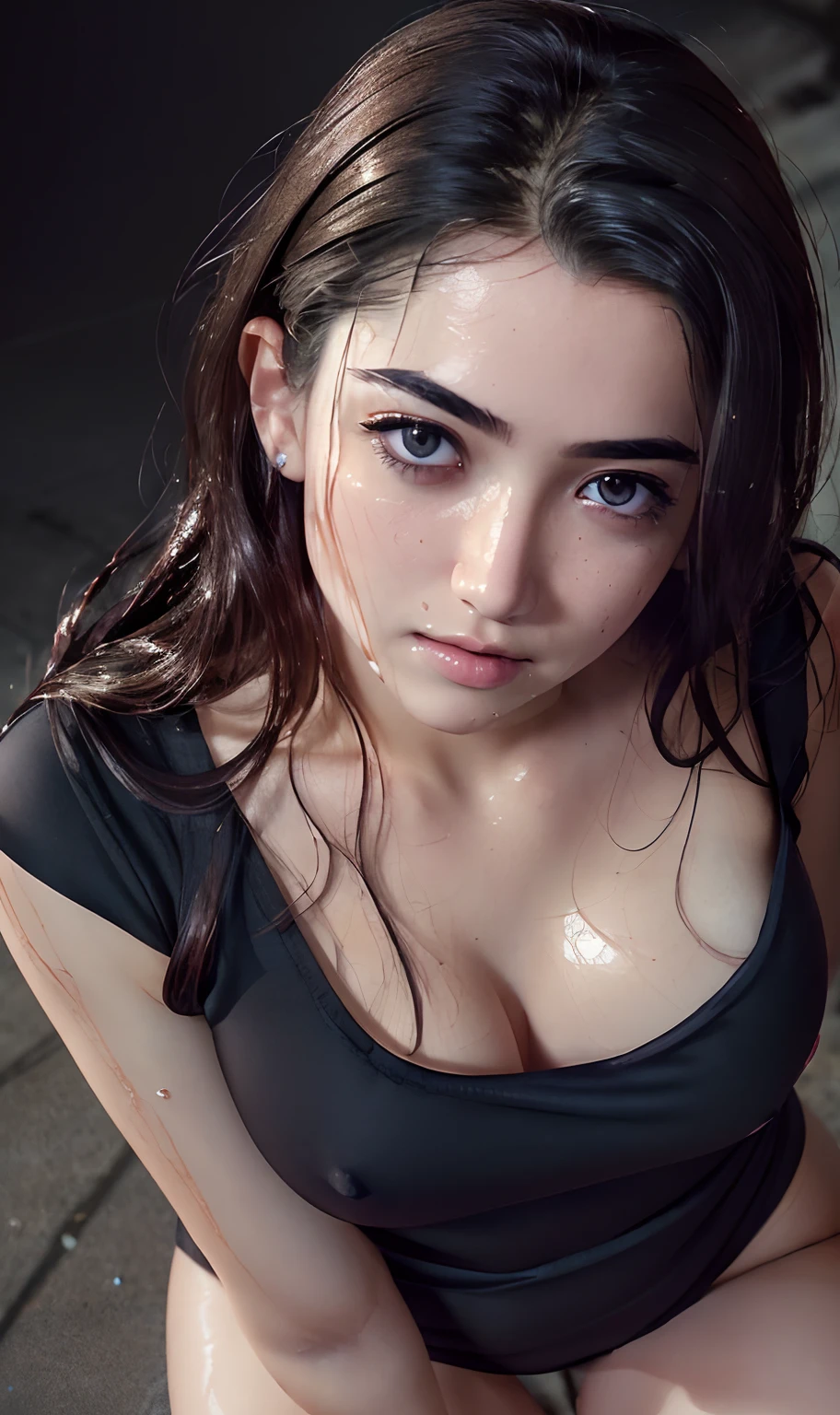 analog style, model shoot style, RAW close portrait of a 1girl, ((beautiful face: 1.7, bottom ...