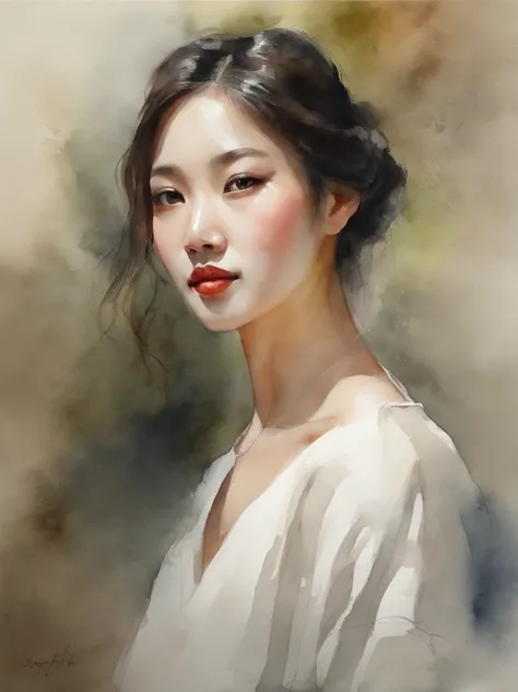 Watercolor painting of a Very Beautiful Korean girl : : Trending on Artstation: : Simple ...