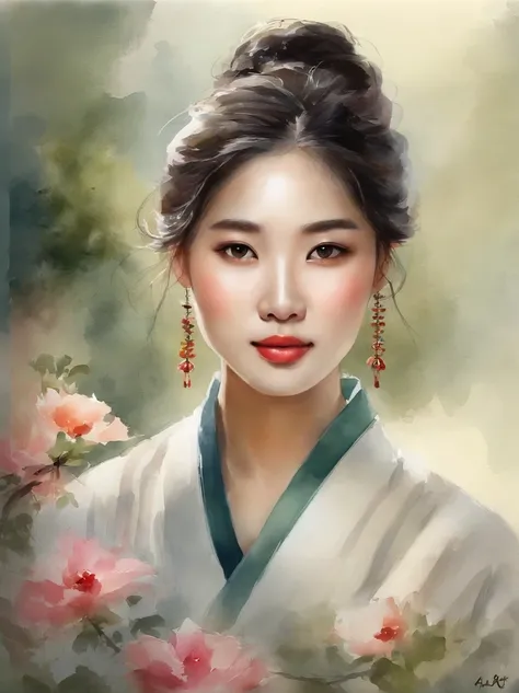 Watercolor painting of a Very Beautiful Korean girl : : Trending on Artstation: : Simple ...