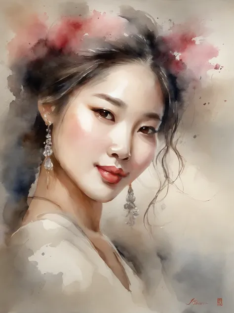 Watercolor painting of a Very Beautiful Korean girl : : Trending on Artstation: : Simple ...