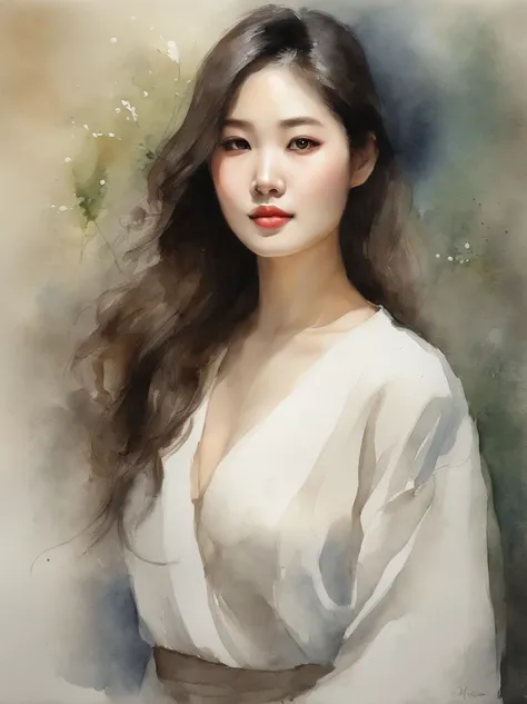 Watercolor painting of a Very Beautiful Korean girl : : Trending on Artstation: : Simple ...
