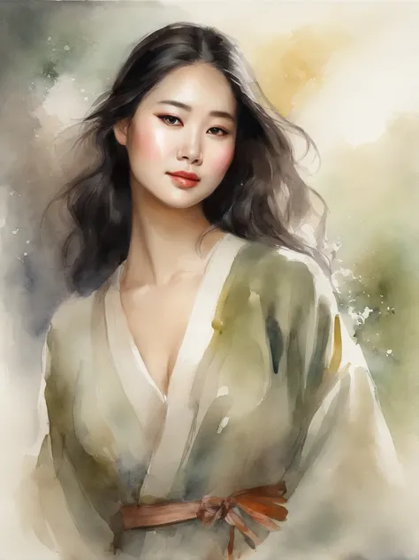 Watercolor painting of a Very Beautiful Korean girl : : Trending on Artstation: : Simple ...