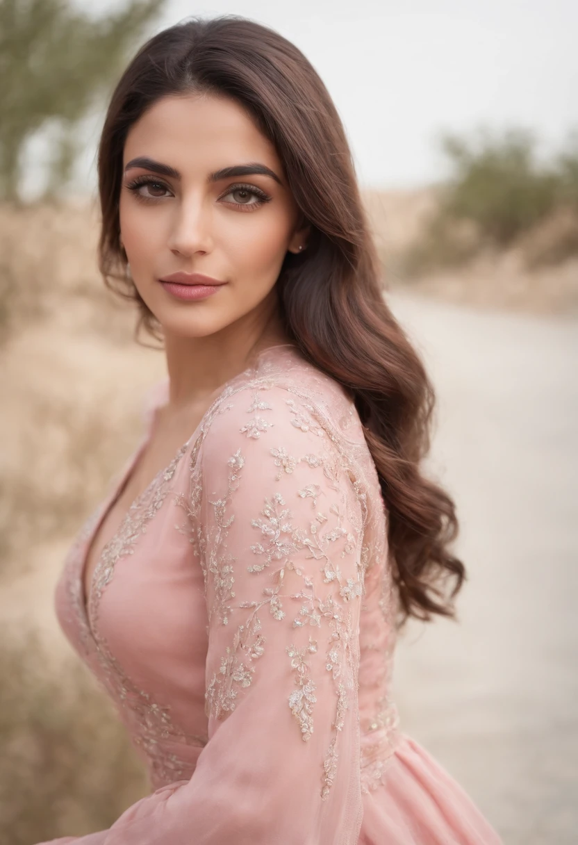 arafed woman in a pink dress, middle eastern skin, beautiful arab woman, young middle eastern ...