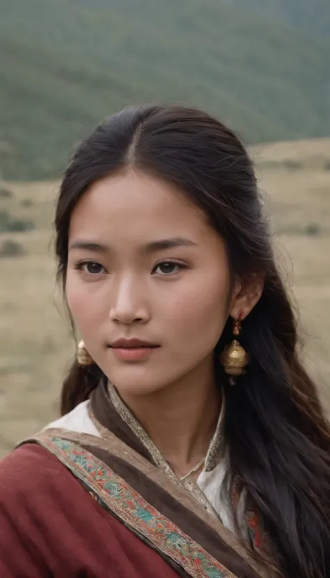 Tibetan cute girl,Tibetan snow ，1970's，White smoke，Full of movement ，hasselblatt，National ...