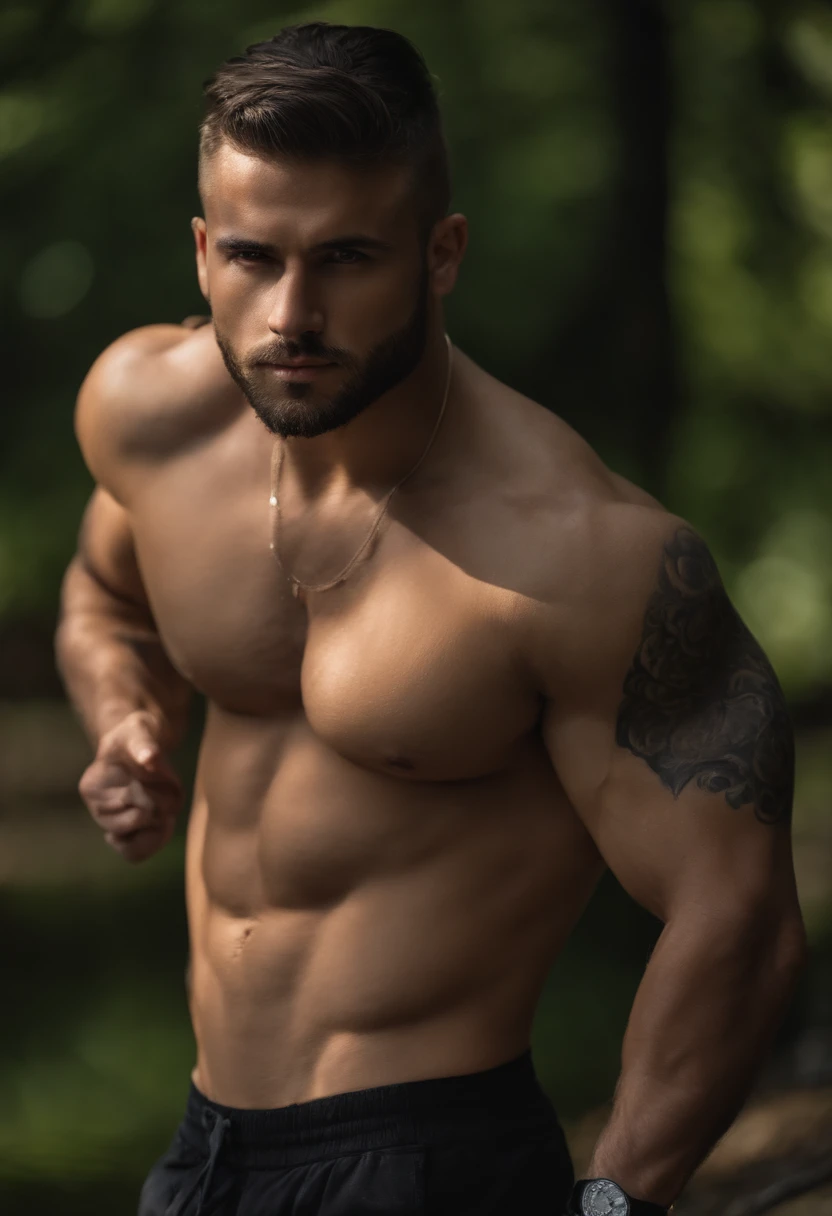 {Retrato de cuerpo entero}, Lake harmony, Modelo delgado, Cabello corto negro rizado, vello en ...