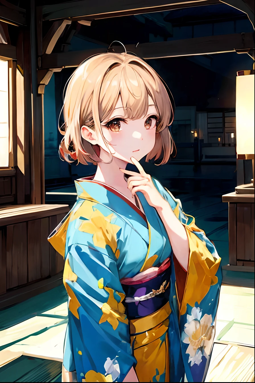 masterpiece、top-quality、Hi-Res、CHI1、1 girl、short-hair、One side up、solo、A bracelet、bangss、kimono ...