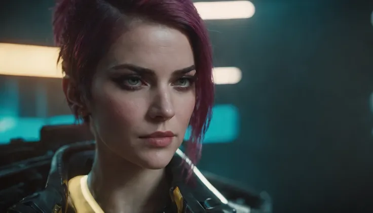 Dark cyberpunk 2077 female character, upper body. - SeaArt AI