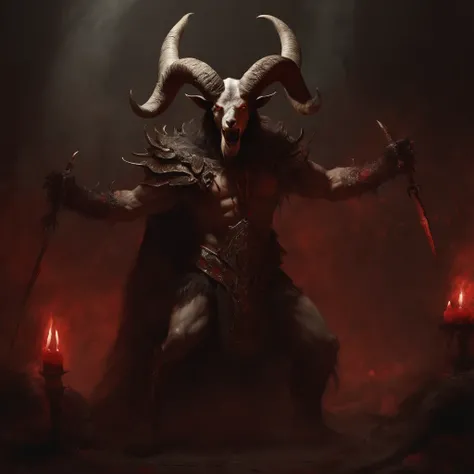 a goat-headed demon with large - SeaArt AI