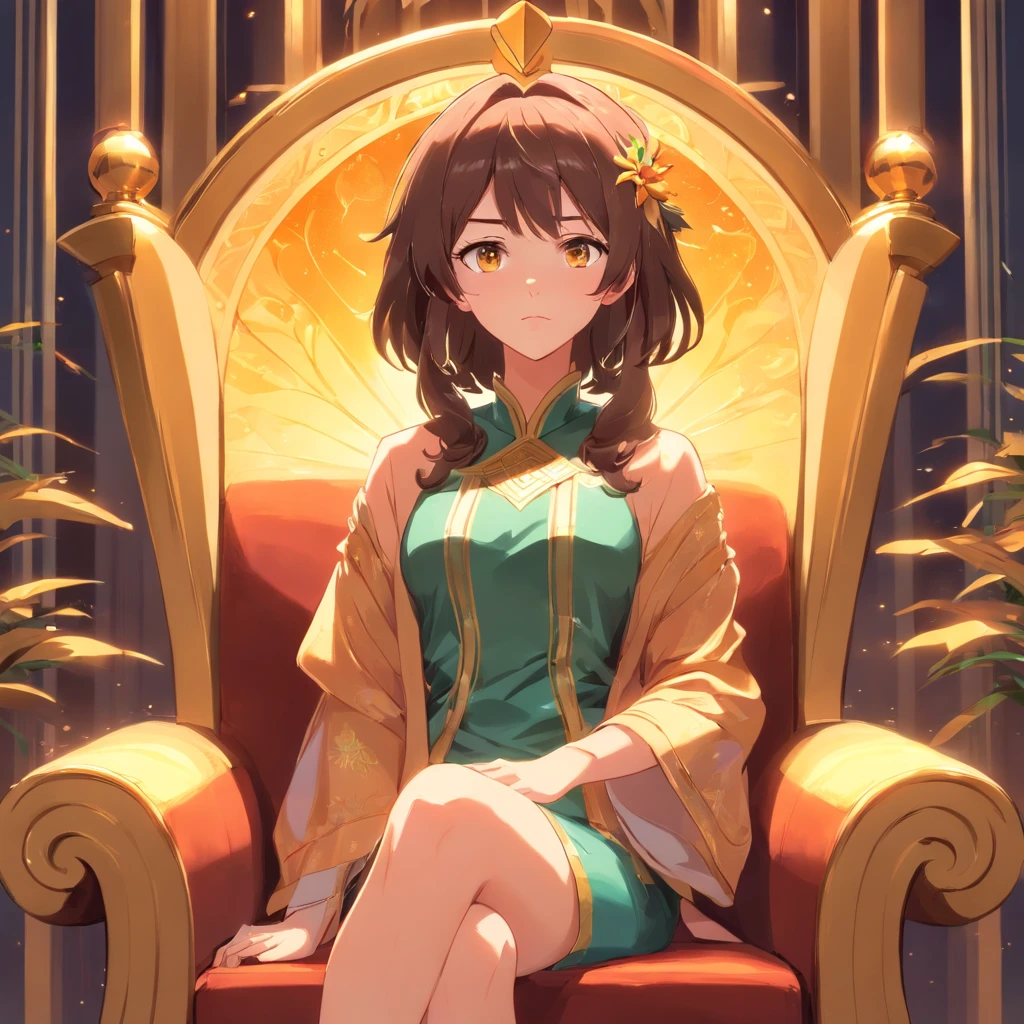 Solo Older Woman Empress With Amber Eyes Hair Brunette Long Seaart Ai