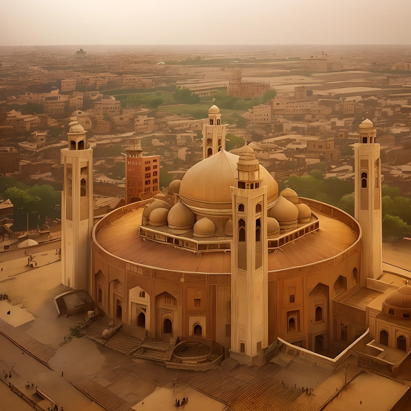 Arafed view of a large building with a dome and a clock tower - SeaArt AI