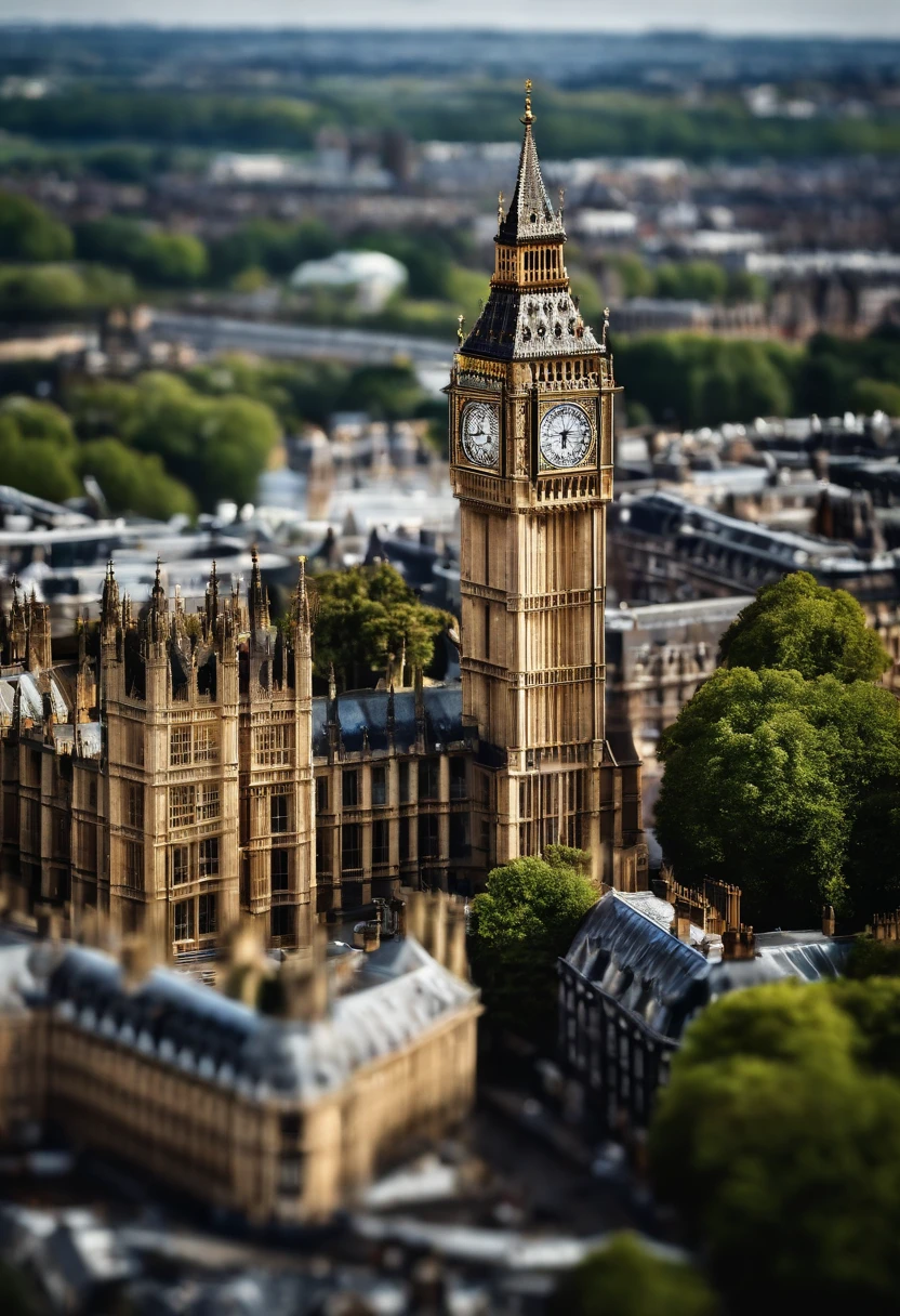 Arafed view of a clock tower in a city with trees - SeaArt AI