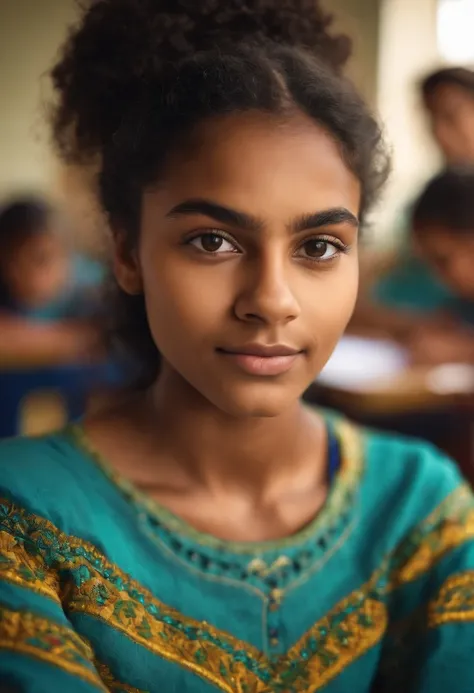 16 year old woman looking straight ahead brazilian appearance is ...