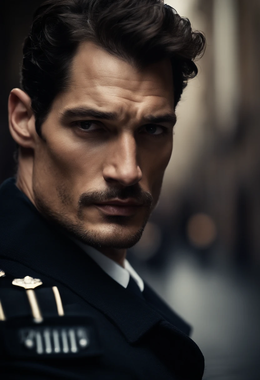 A close up of a man in a uniform looking at the camera - SeaArt AI