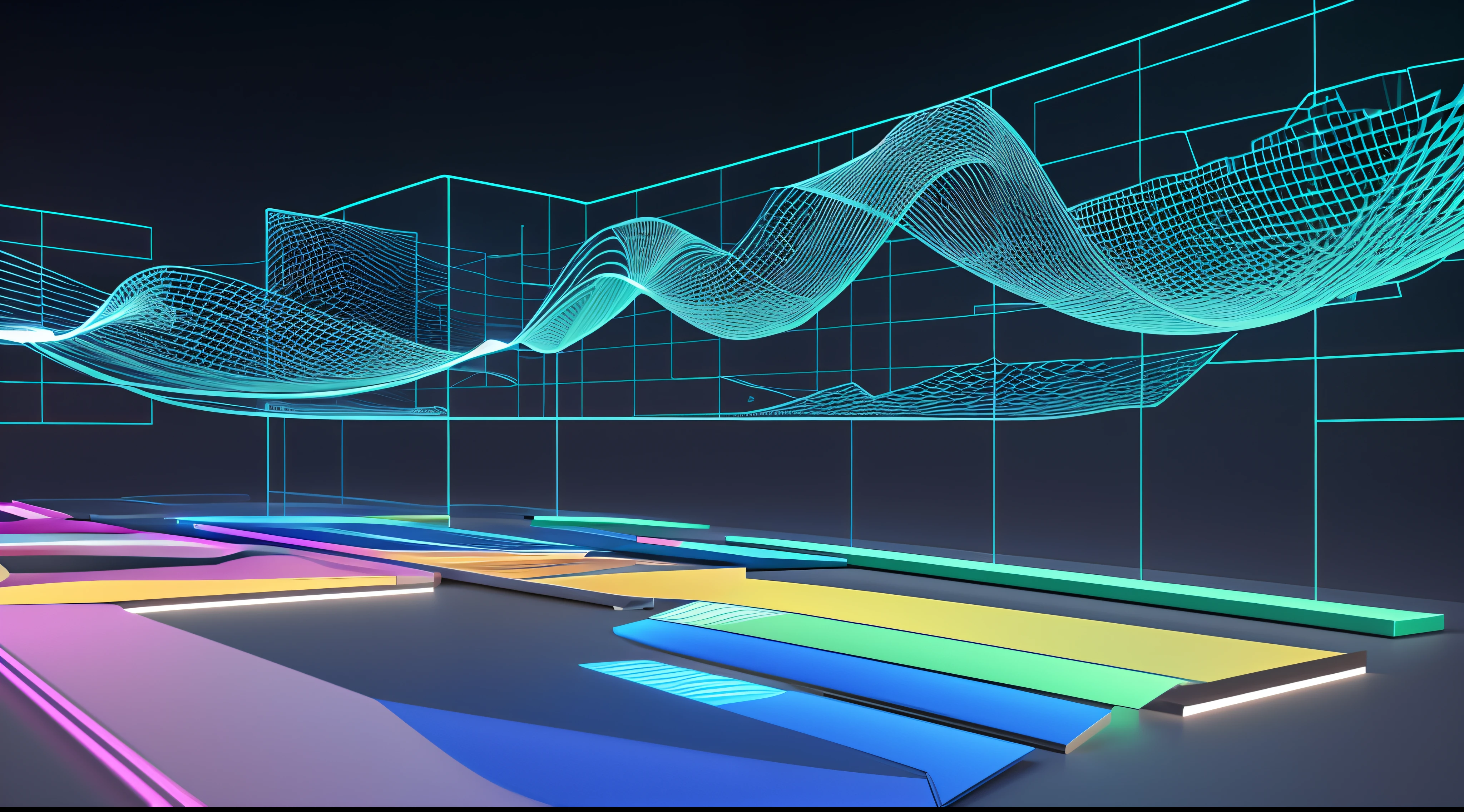 A close up of a colorful display with a wave of lines - SeaArt AI