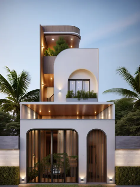 rendering of a modern residential townhouse, professional render, wide angle exterior 2023 ...