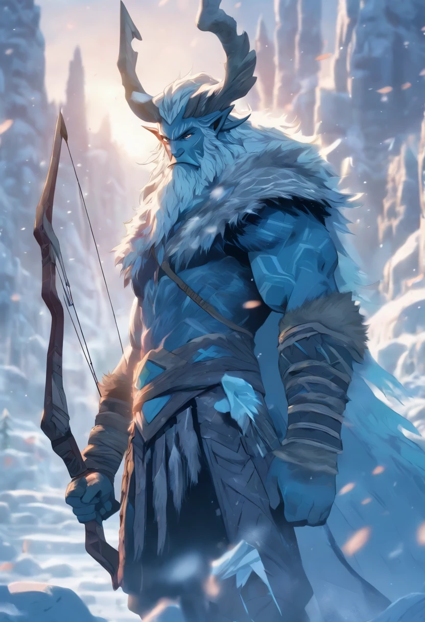 (((Frost Giant with Bow and Arrow))) best quality, very high resolution, detailed CG in 4K ...