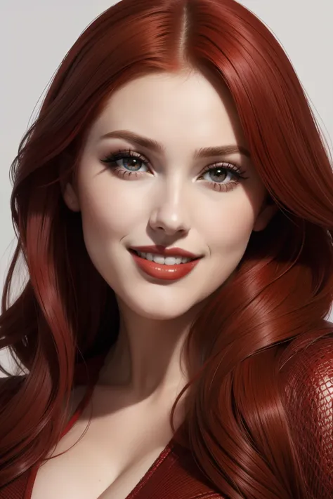 lucy pinder, face portrait, smiling, red hair, red lipstick - SeaArt AI