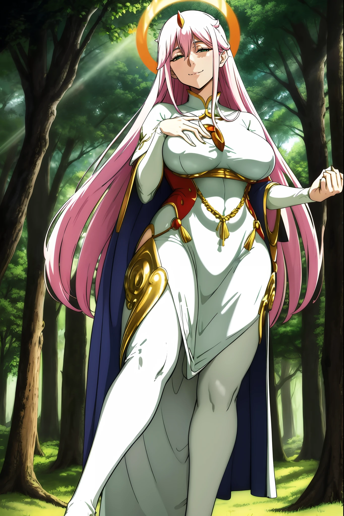 Zero Two, dress, sun halo, holy, smile - SeaArt AI