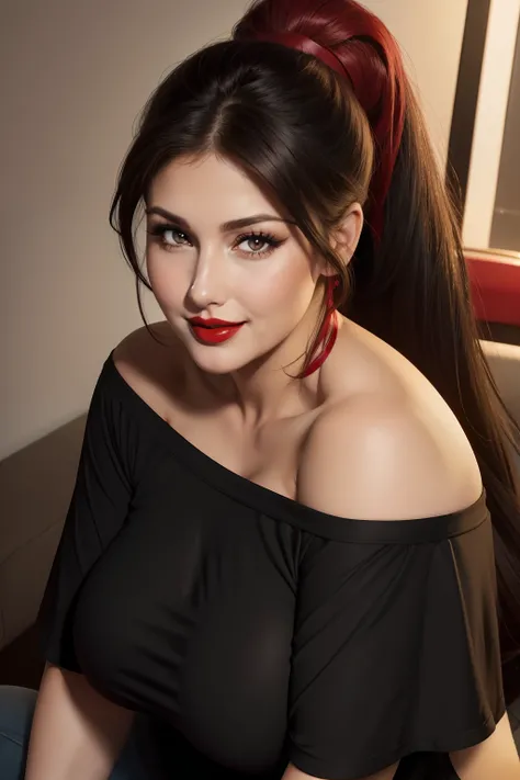Lucy Pinder, Face portrait, face, neckline, ((red lipstick)) - SeaArt AI