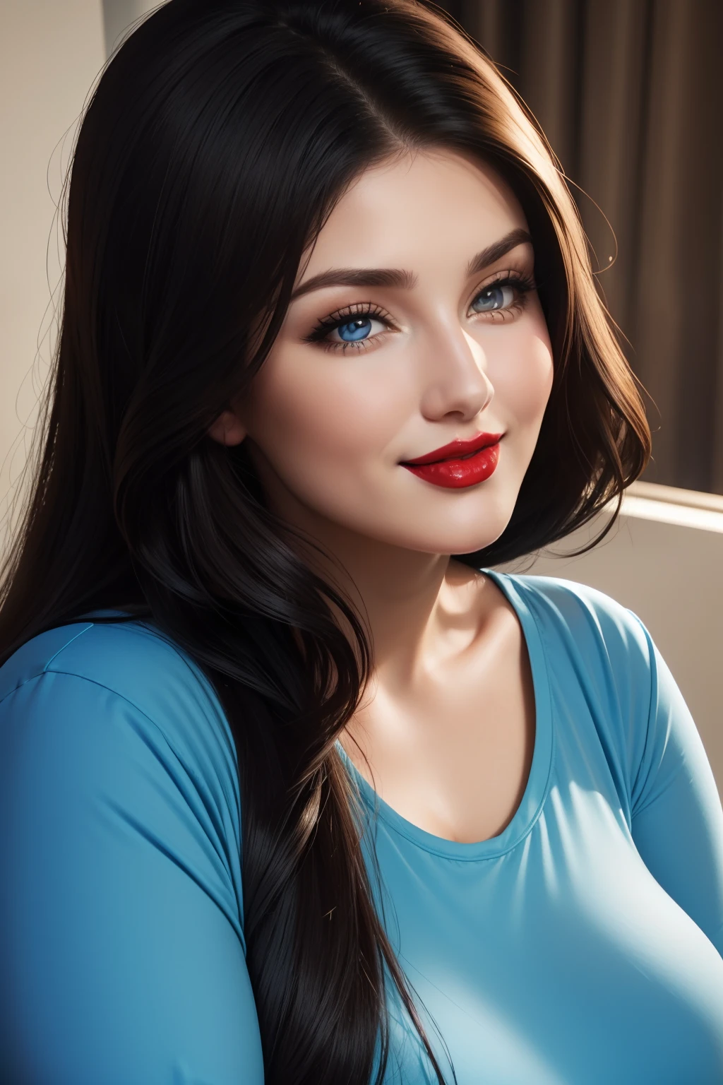 Lucy Pinder, Face portrait, face, neckline, ((red lipstick)) - SeaArt AI