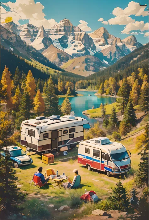RV camping，Pop art，Albert Bierstadt，Great outdoor activities，Close-up ...