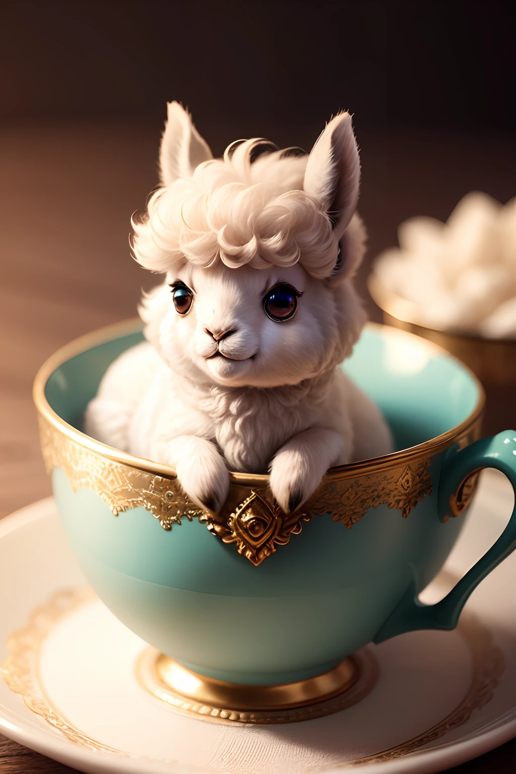 cute animals in cups criado com SeaArt AI