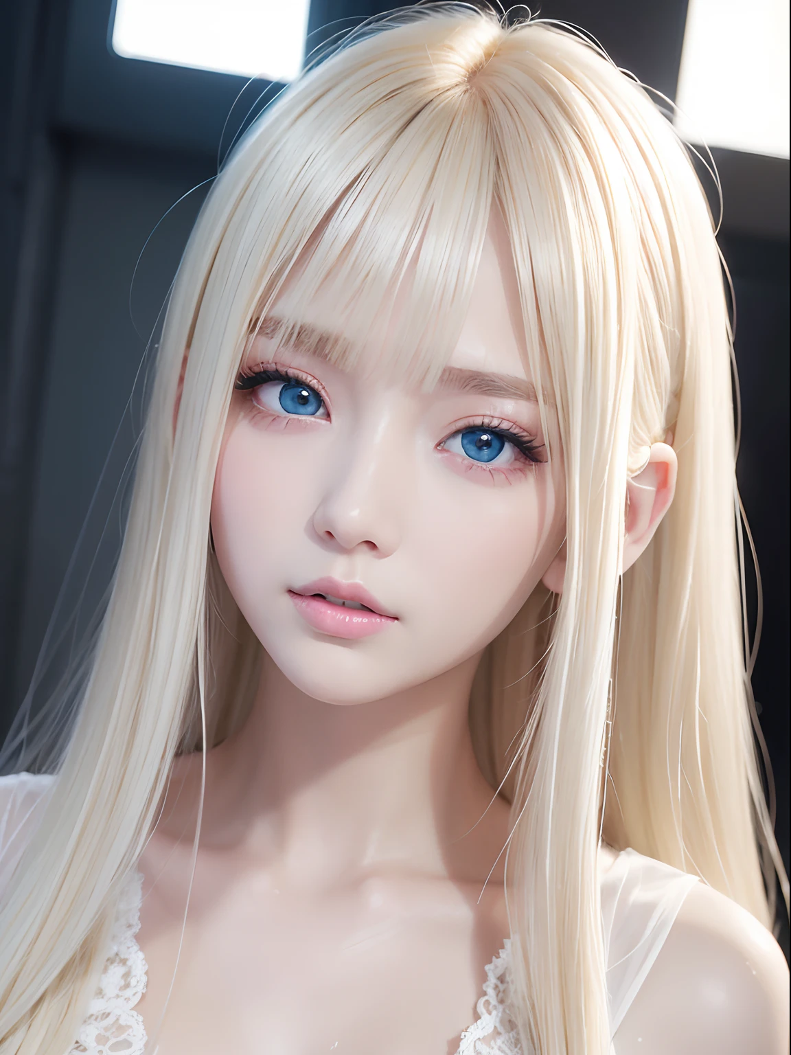 Bright Dazzling Pale Blonde Hair、super Long Straight Silk Hair、verd S