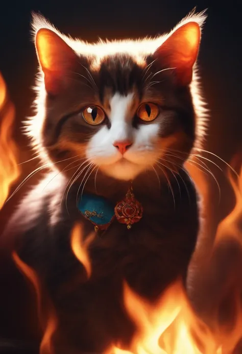 angry cat breathing fire - SeaArt Al - Free Al Art Generator