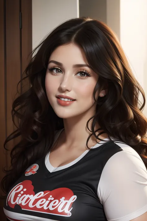 Lucy Pinder, Face Portrait, Red Lipstick, Smiling, Black Hair - SeaArt AI