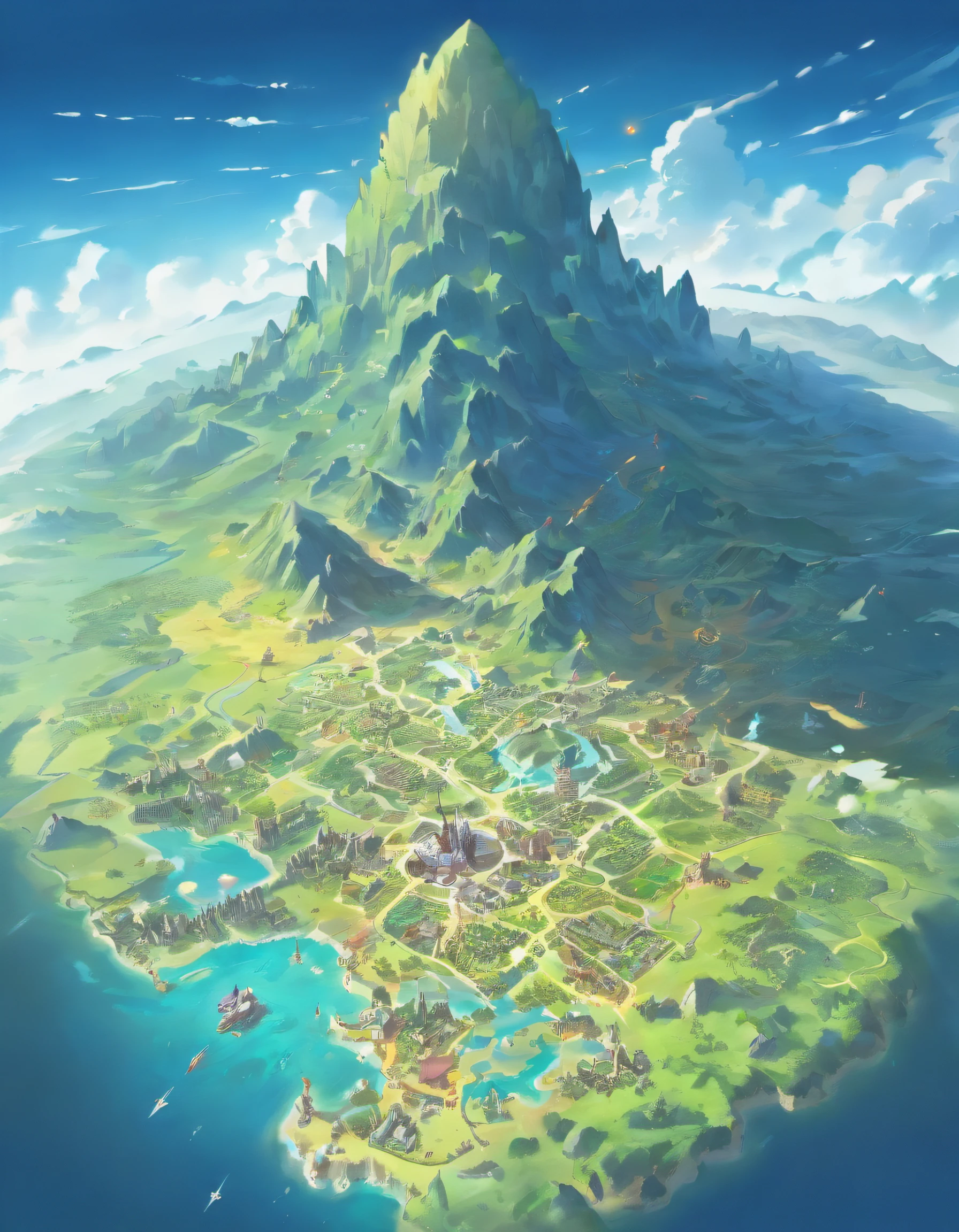 Map of a fantasy continent)))))), In the middle of the map is lava land ...