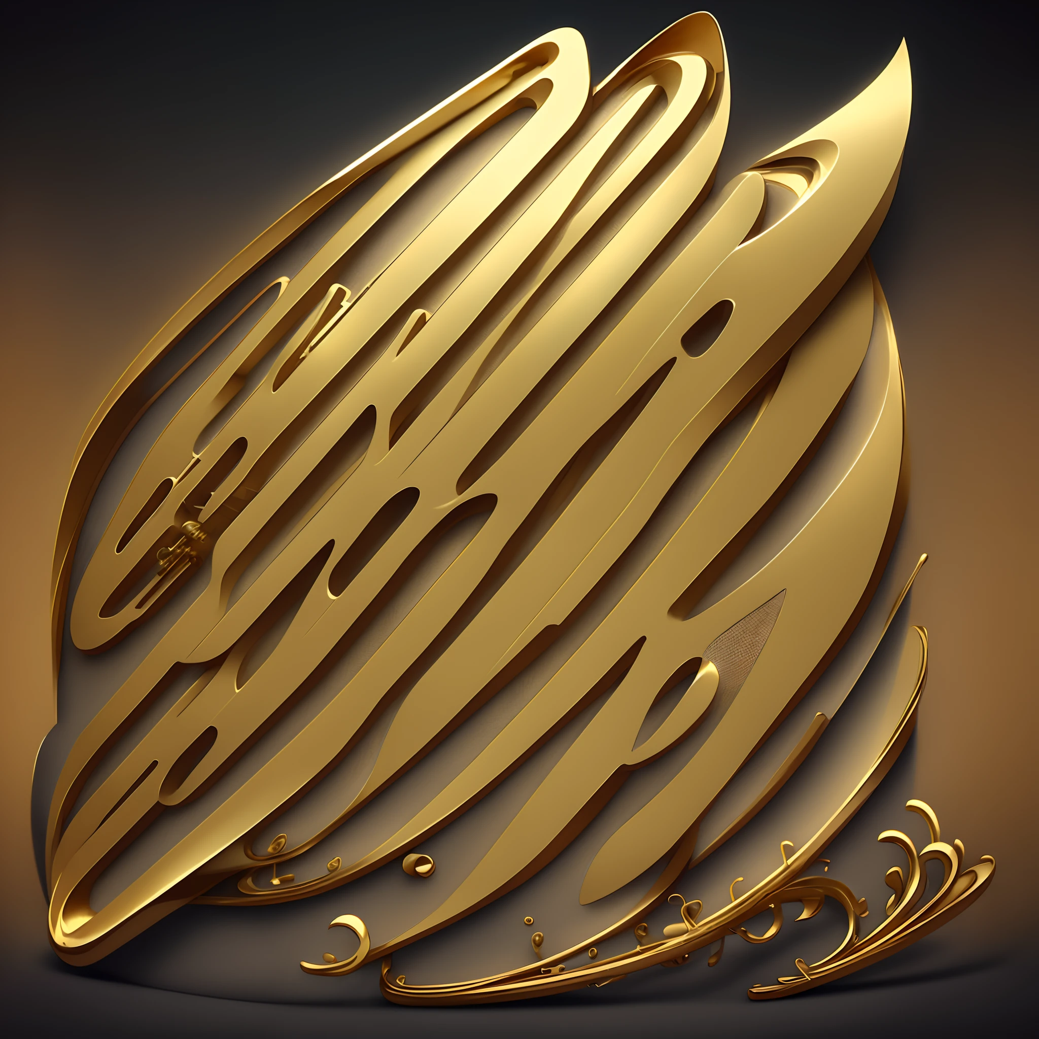 A close up of a gold plate with a design on it - SeaArt AI