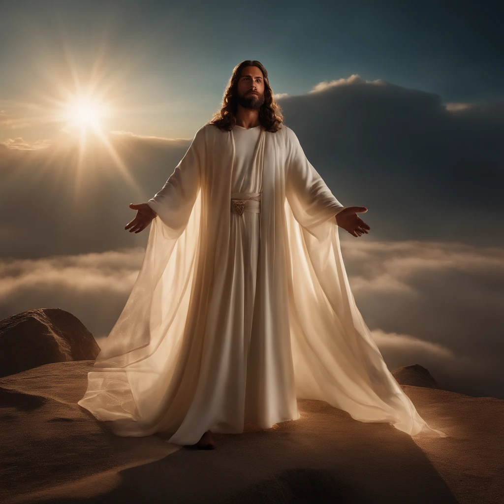 Imagen de un hombre sereno en medio de nubes de cristal. (jesus cristo ...