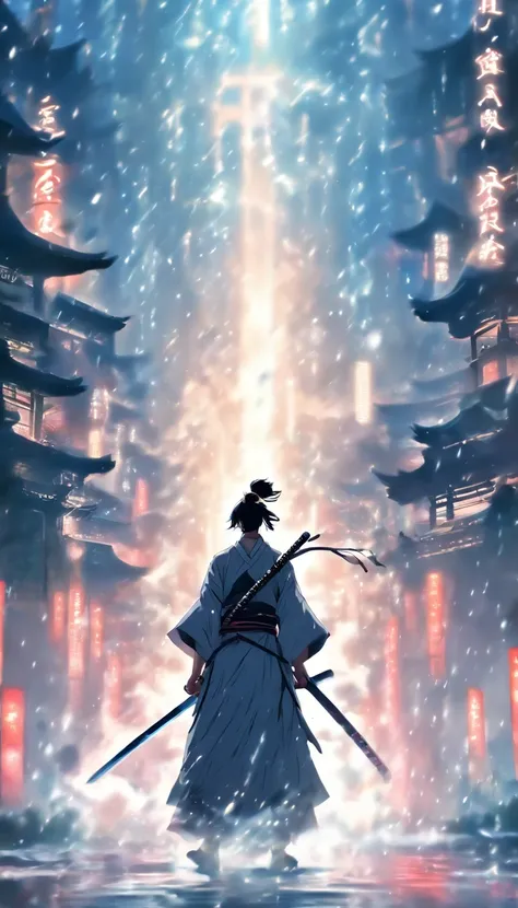 ((Masterpiece))，(Best quality))，Faraway view，There were twenty swords ...