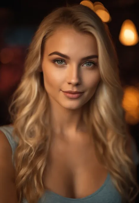 Very beautiful blonde 22 year old wearing a t-shirt looking straight ... Very beautiful blonde 22 year old wearing a t-shirt looking straight ...