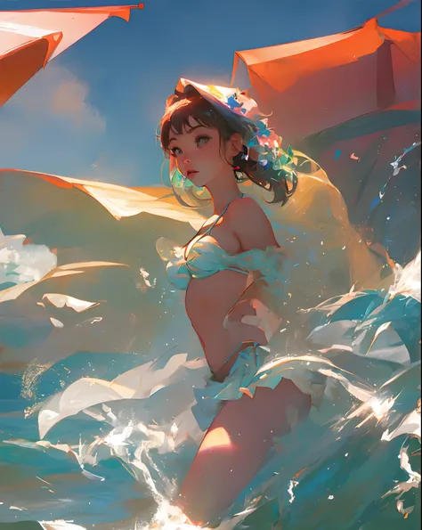 Girl with bikini in a beach - SeaArt AI