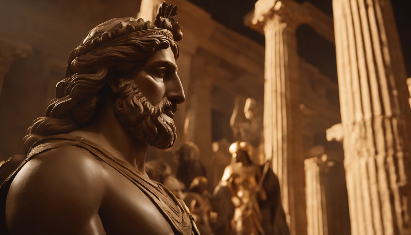 An epic, top-quality image depicting a divine encounter of mythological ...