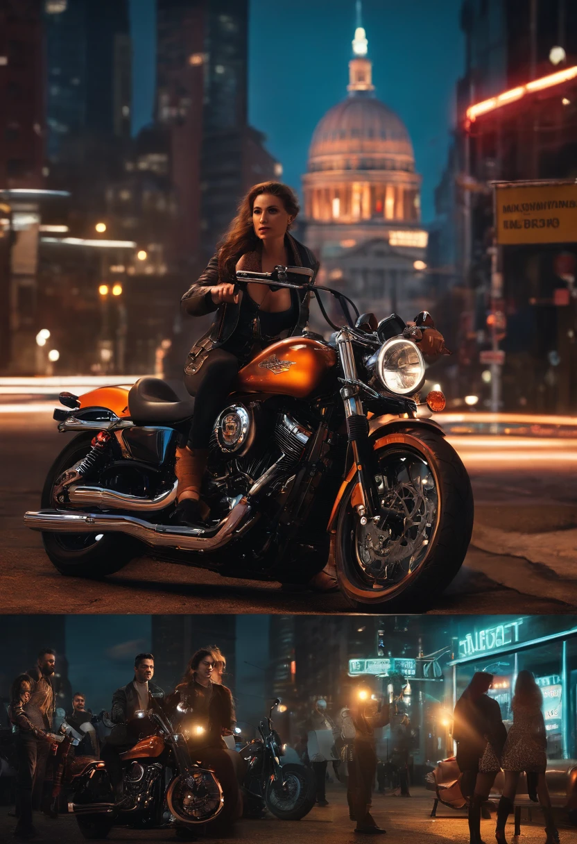 A close up of a person riding a motorcycle on a city street - SeaArt AI