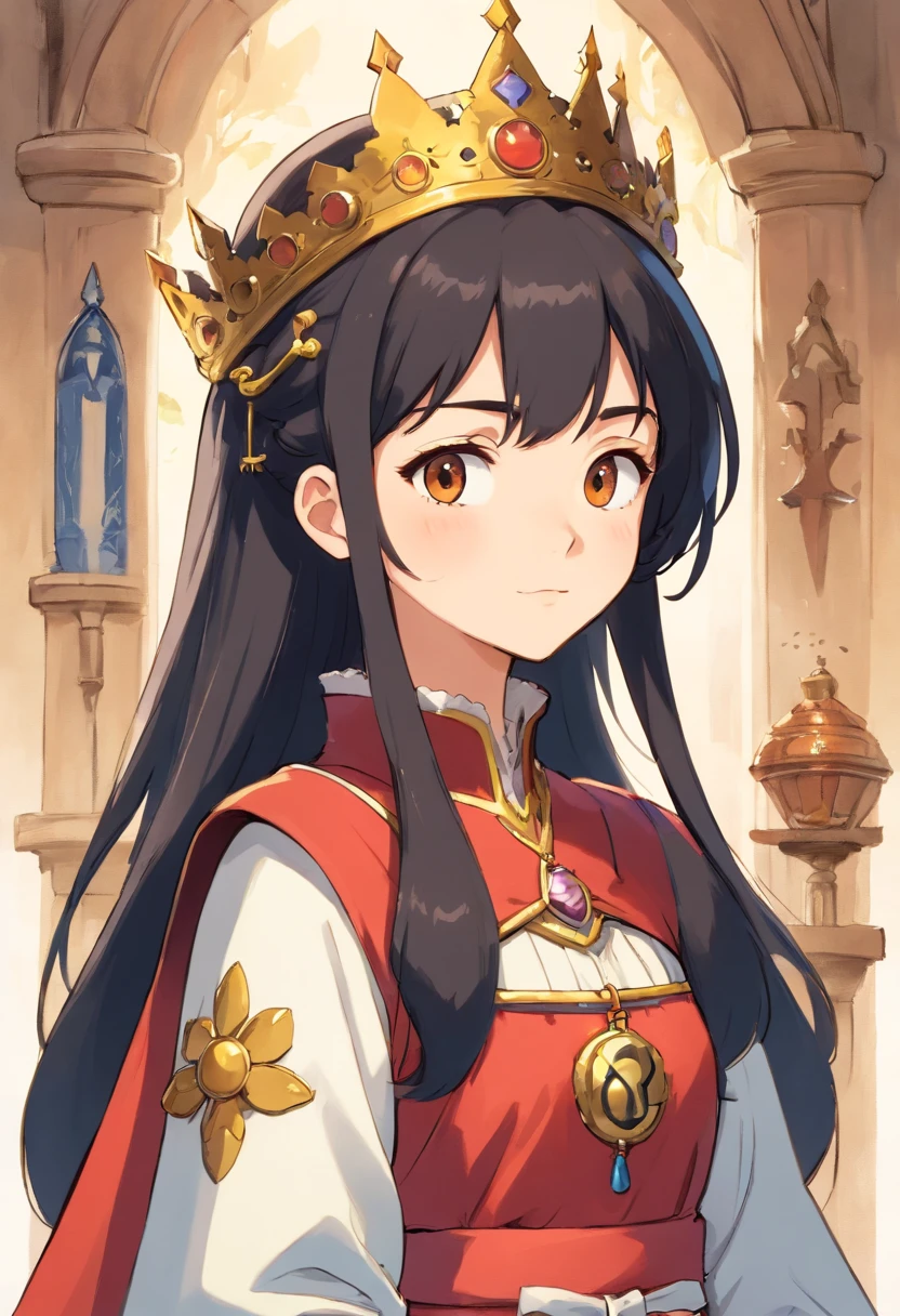 A woman in a red dress with a crown on her head - SeaArt AI