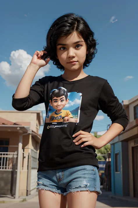 Pixar style: Cute cartoon style of a boy name "REZKY", brown eyes, wavy ...