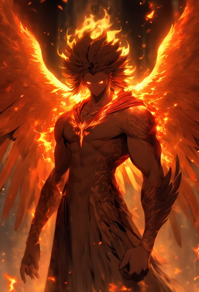 A mysterious and powerful man with a pair of wings on his back. He ...