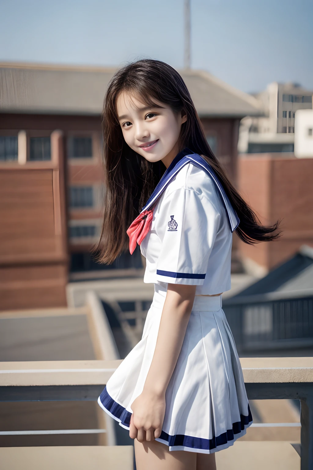 Arafed asian woman in a sailor outfit posing for a picture - SeaArt AI