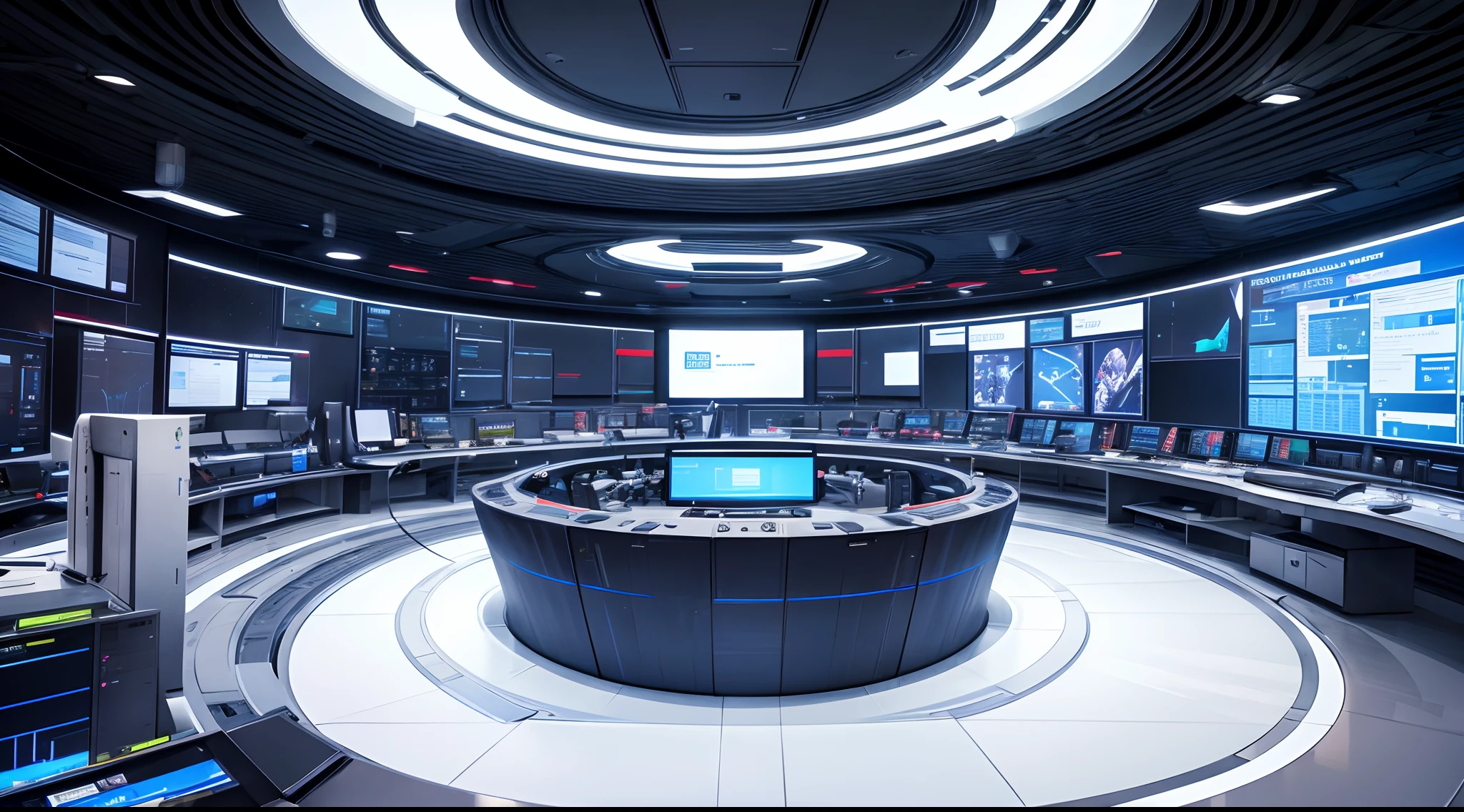 Arafed control room with multiple monitors and a large screen - SeaArt AI