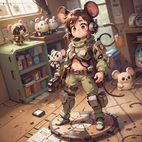 chibi, mouse, cute, rocker girl, playing guitar - SeaArt AI