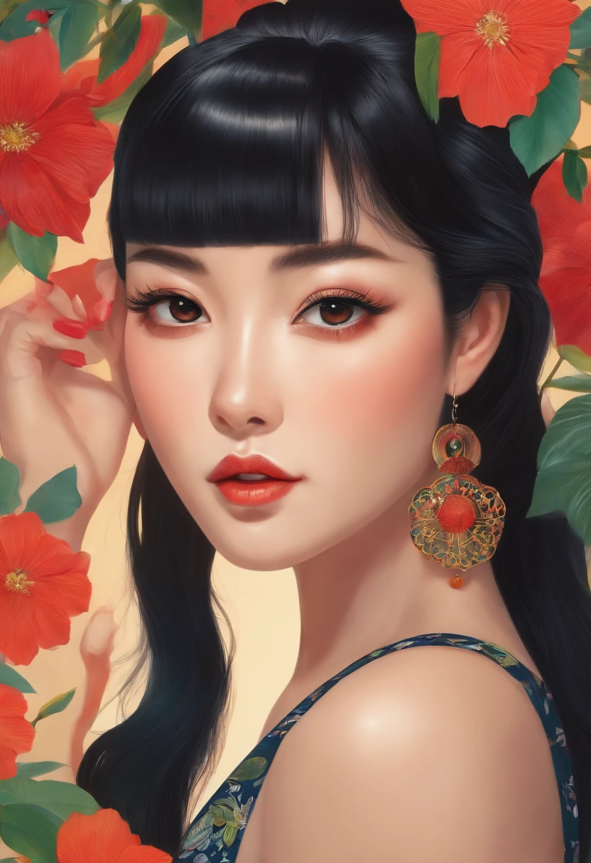 Japan Woman With Black Hair Big Eyes And Swimsuit Seaart Ai