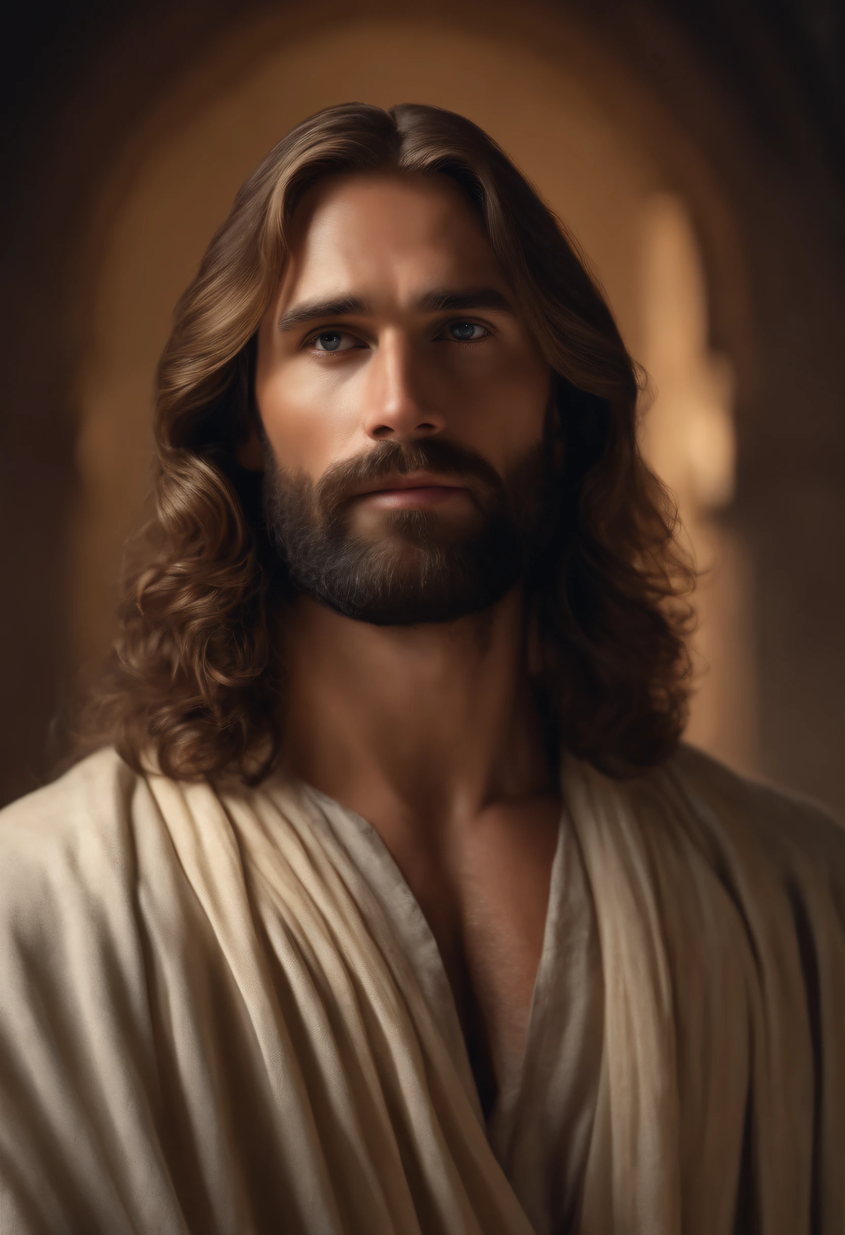 Un hombre con cabello largo y barba vestido con una bata - SeaArt AI