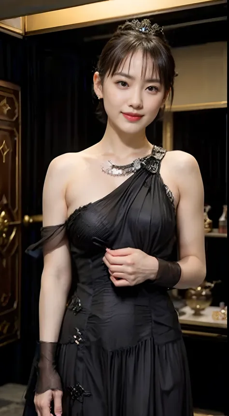 76 (20-year-old princess,is standing), (A hyper-realistic), (masutepiece), ((short-hair:1.46 ...