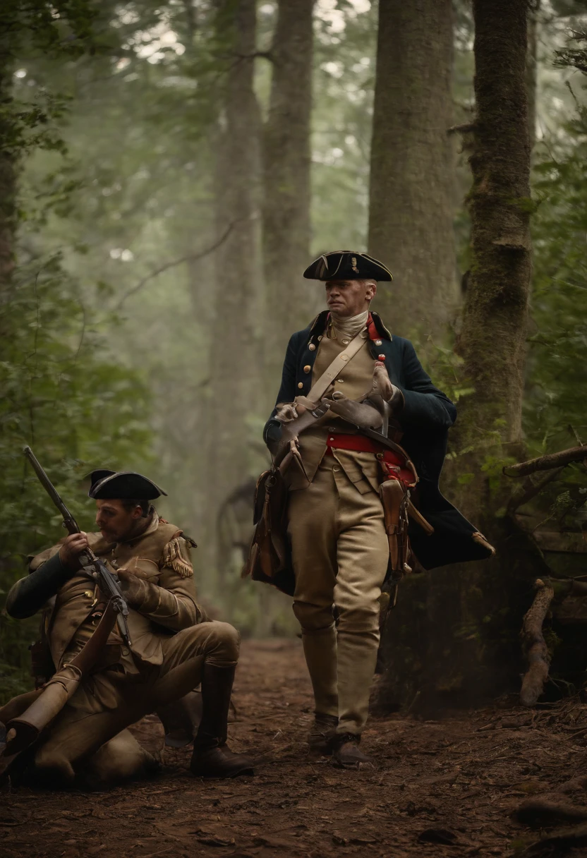 Generate an image celebrating the victory at Yorktown in 1781, with ...