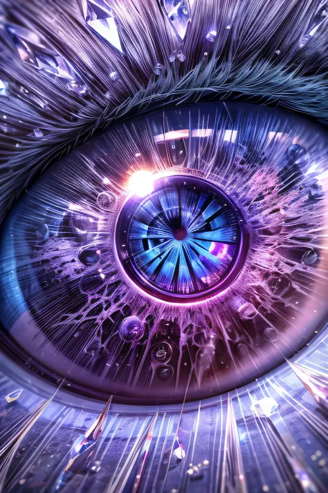 (close up of android eyes), The eye is made up of many gears, Colorful ...