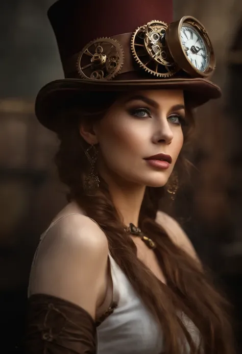 Best Quality 4k Realistic 1 2 A Girl Wearing Steampunk Style Hat